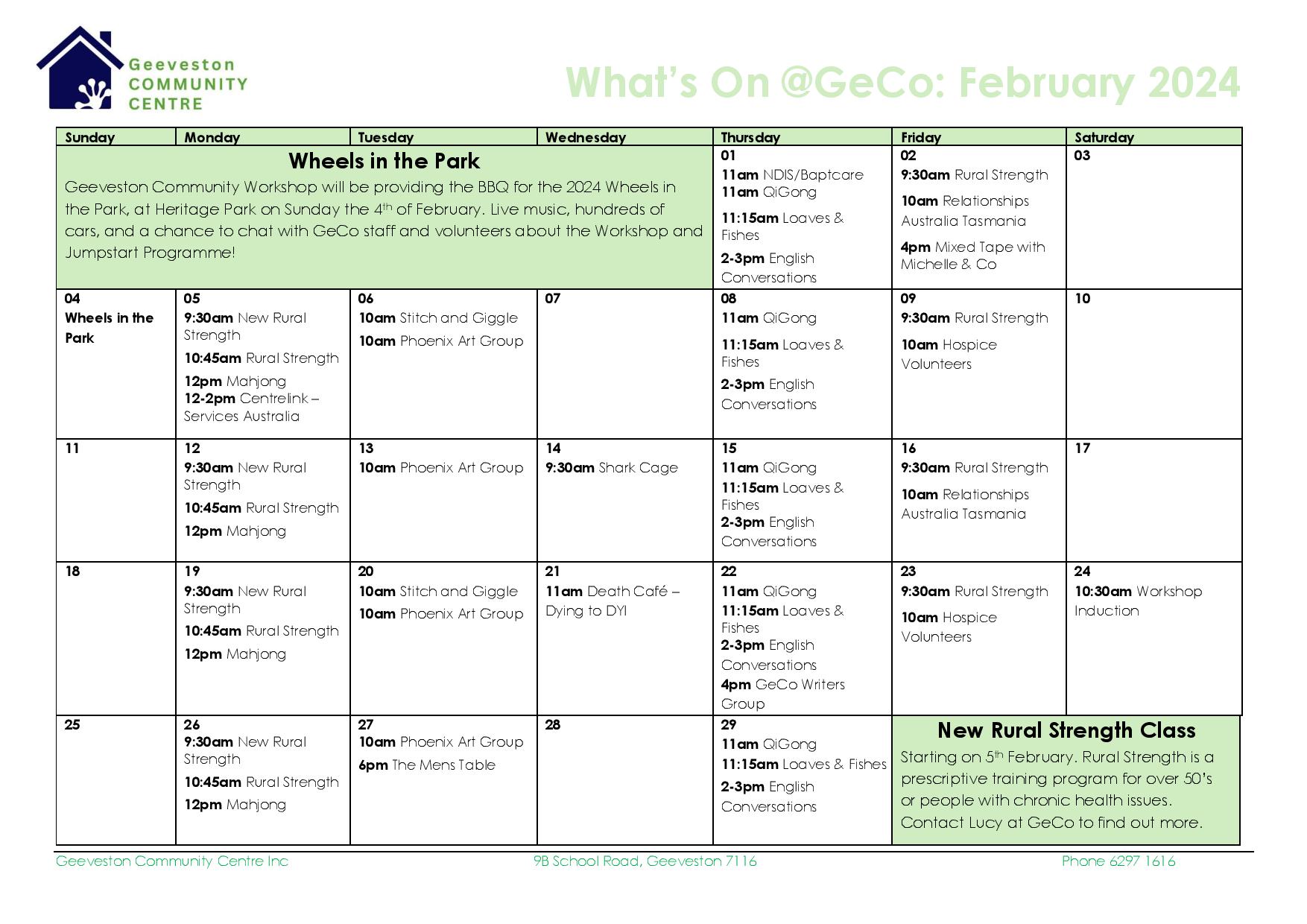 What’s On | Geeveston Community Centre